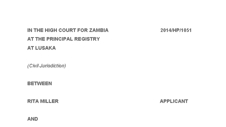 Rita Miller vs Samson Kachepa: Judgment on Constructive Trust & Custody ...