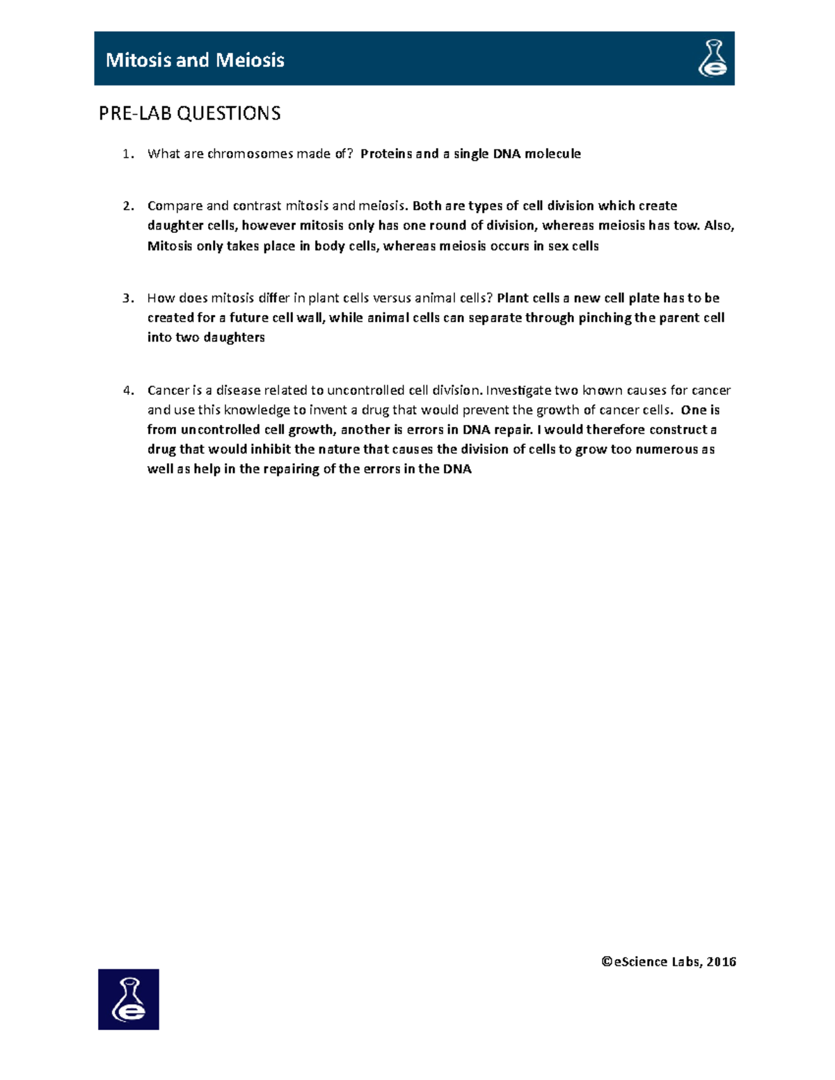 Lab03 Mitosis and meiosis lab week 3 BIO168 - PRE-LAB QUESTIONS What ...