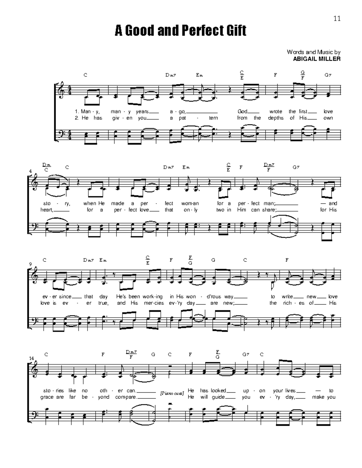 A Good and Perfect Gift - Music Sheet (ABIGAIL MILLER) - Studocu