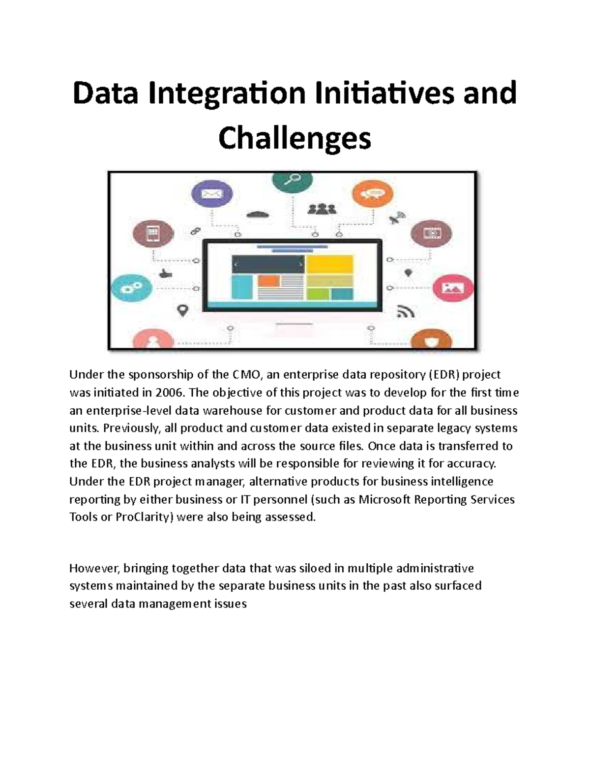 Data Integration Initiatives and Challenges - Data Integration Initiatives and Challenges Under ...