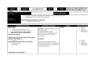 Lesson Plans EFAL Grade 3 Term 1 - ECD/FOUNDATION PHASE LESSON PLANS ...