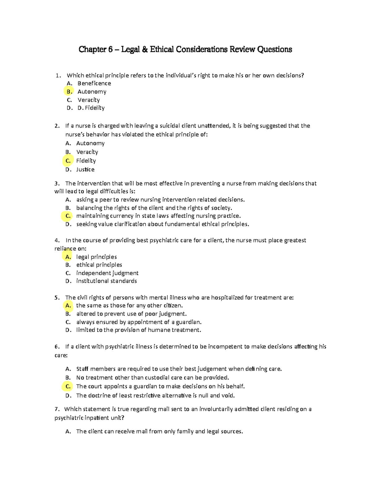 Chapter 6 - Legal & Ethical Considerations: Review Questions - Studocu