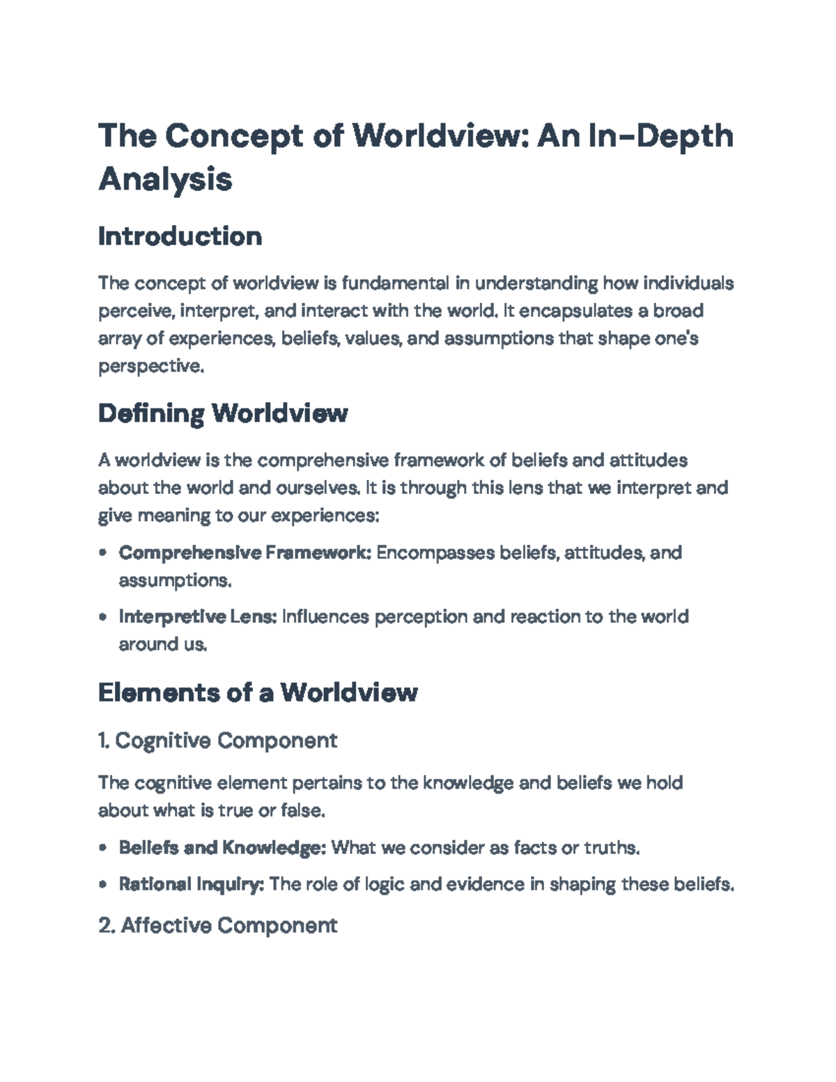 The Concept of Worldview: A Comprehensive Analysis Essay - The Concept ...
