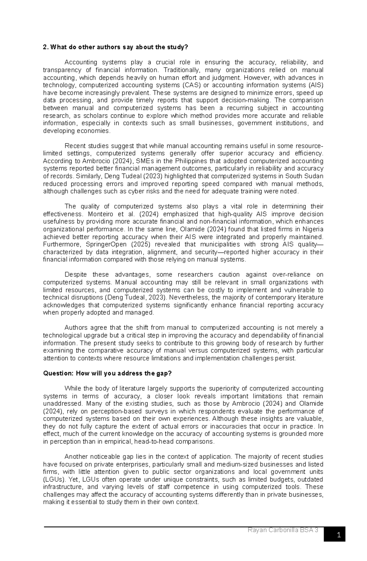 BSA 3: Comparative Analysis of Manual vs. Computerized Accounting ...
