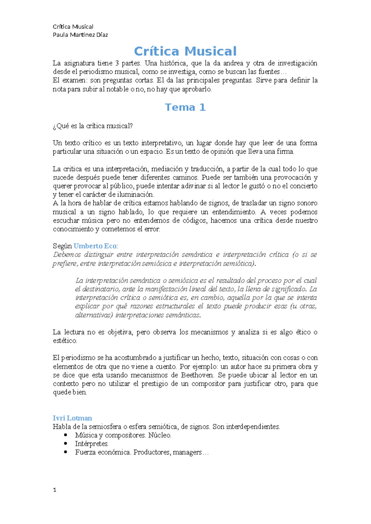 Crítica Musical. Teoría - Paula Martínez Díaz Crítica Musical La ...