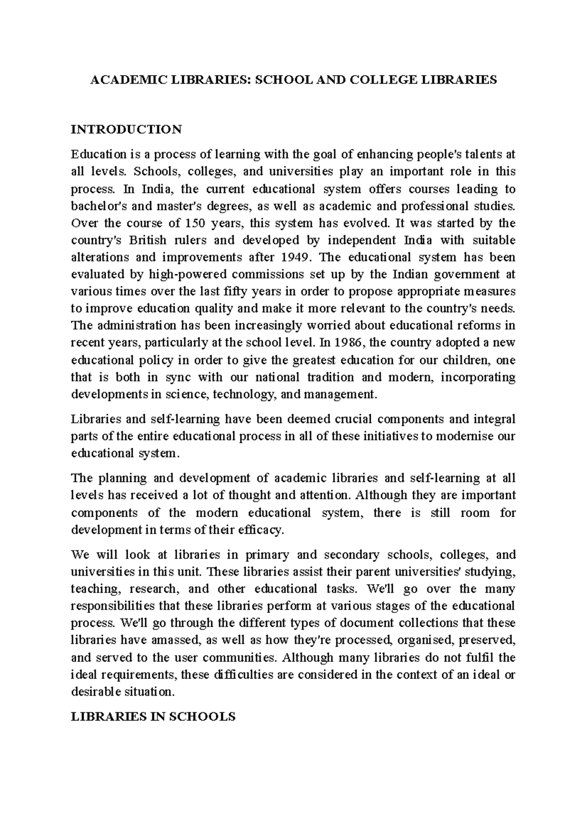 Academic Libraries - Lecture Notes 9: Enhancing Educational Resources ...