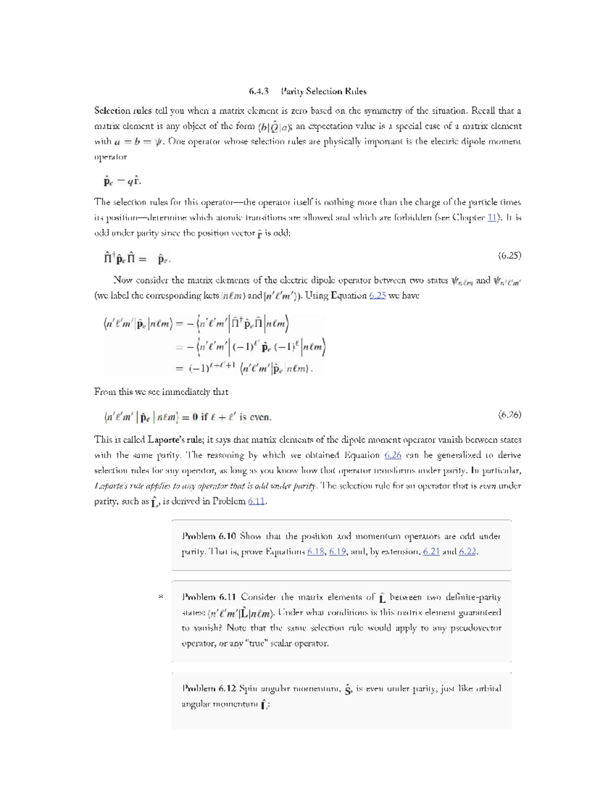 6.4.3 Parity Selection Rules and Matrix Element Behavior - Studocu