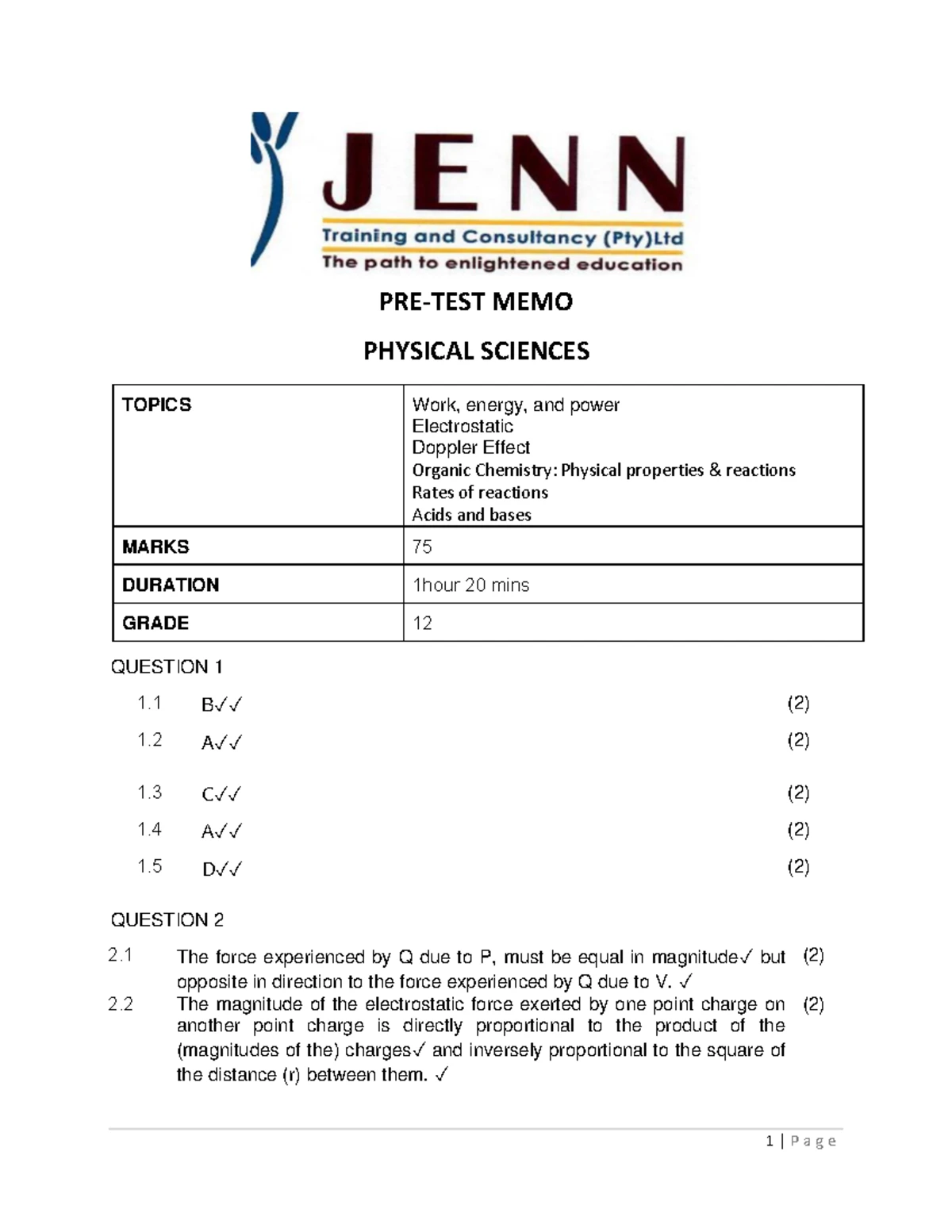 JENN PHYSC 12 Post-Test Memo Winter 2023: Work, Energy & Reactions ...