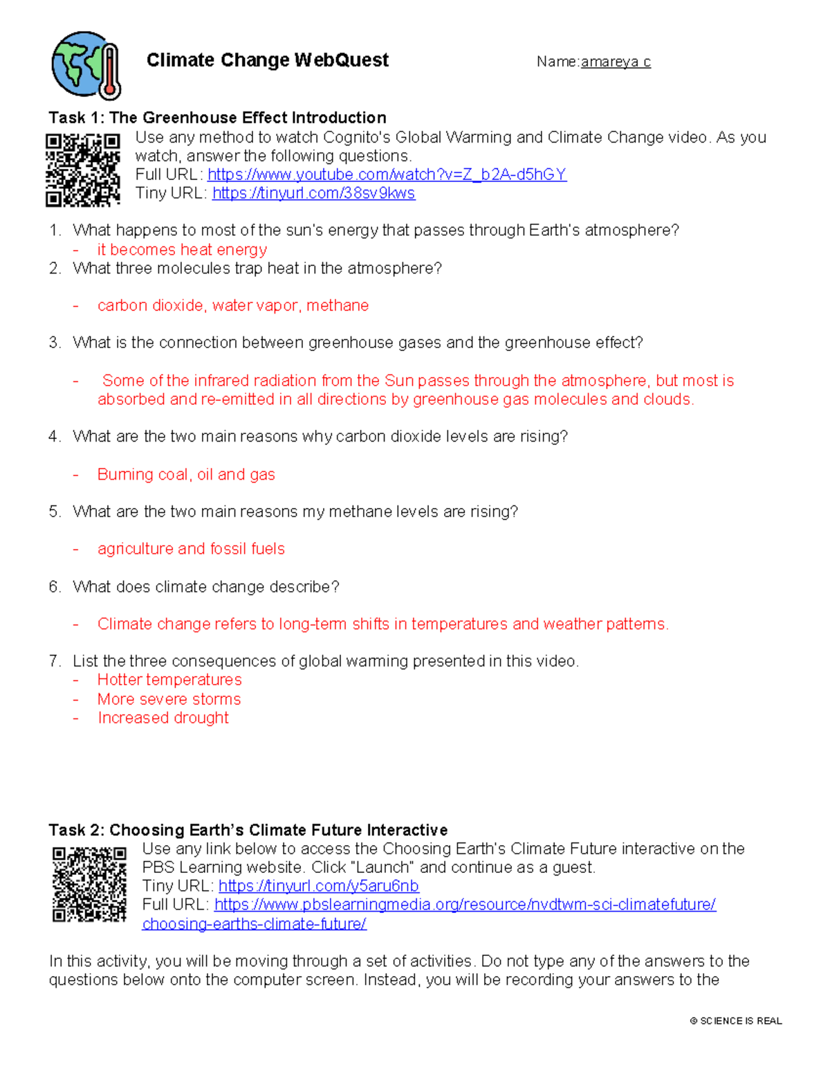 Handout for Climate Change WebQuest (Course Code: CLIM101) - Studocu