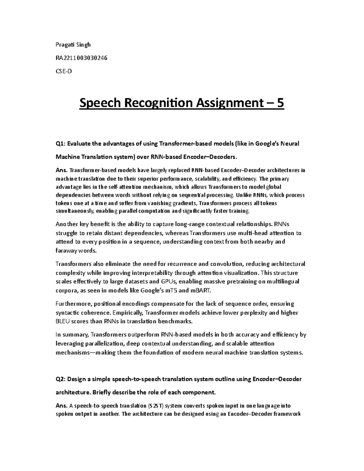 RA2211003030246 Speech Recognition & Machine Translation Assignment 5 ...