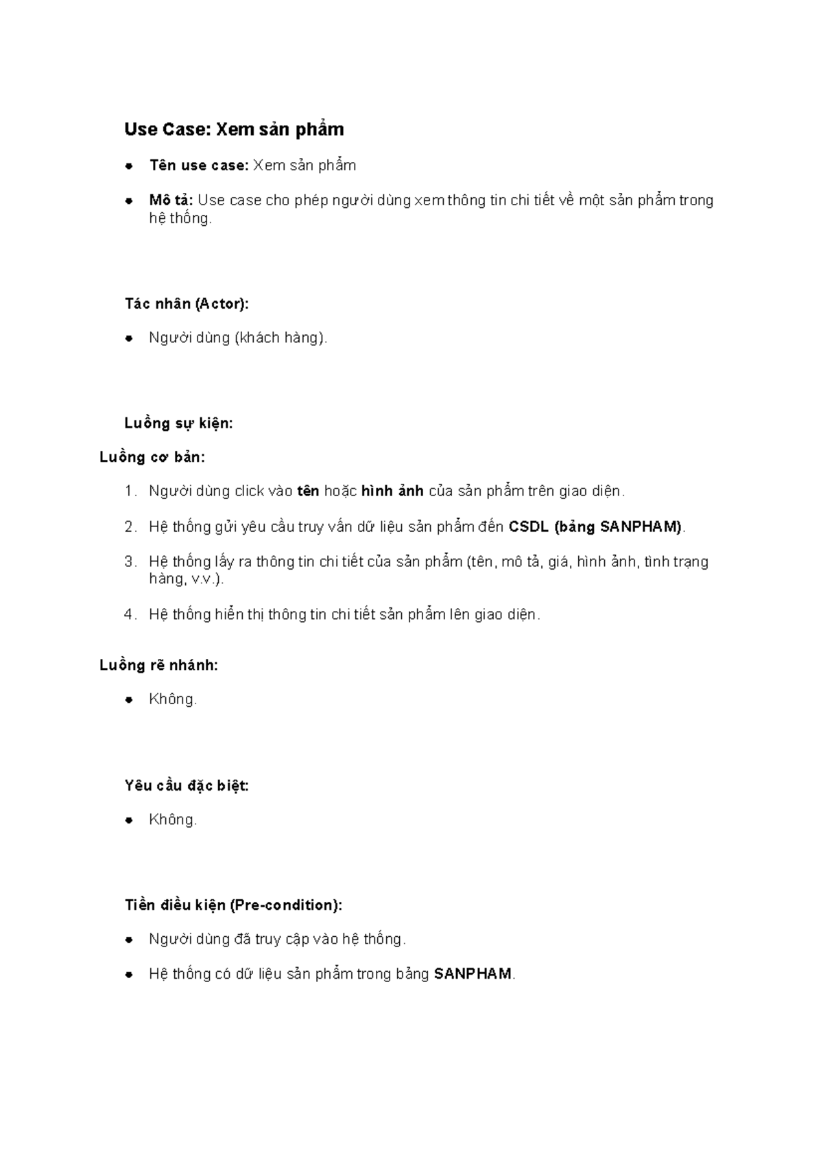 Use Case: Xem Sản Phẩm - TKPM 1 - Studocu