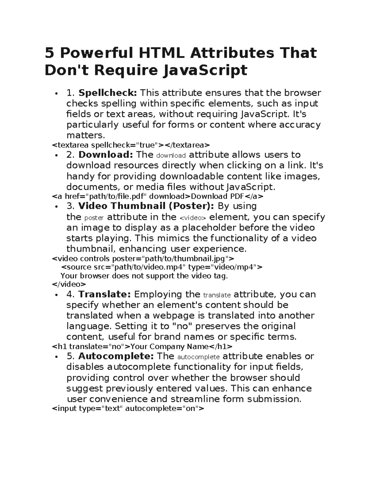 5 Powerful HTML Attributes That Don't Require Java Script - Spellcheck ...