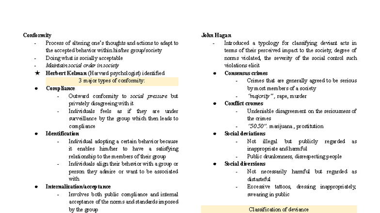 UCSP U7 - Conformity and Deviance: A Comprehensive Review for Finals ...