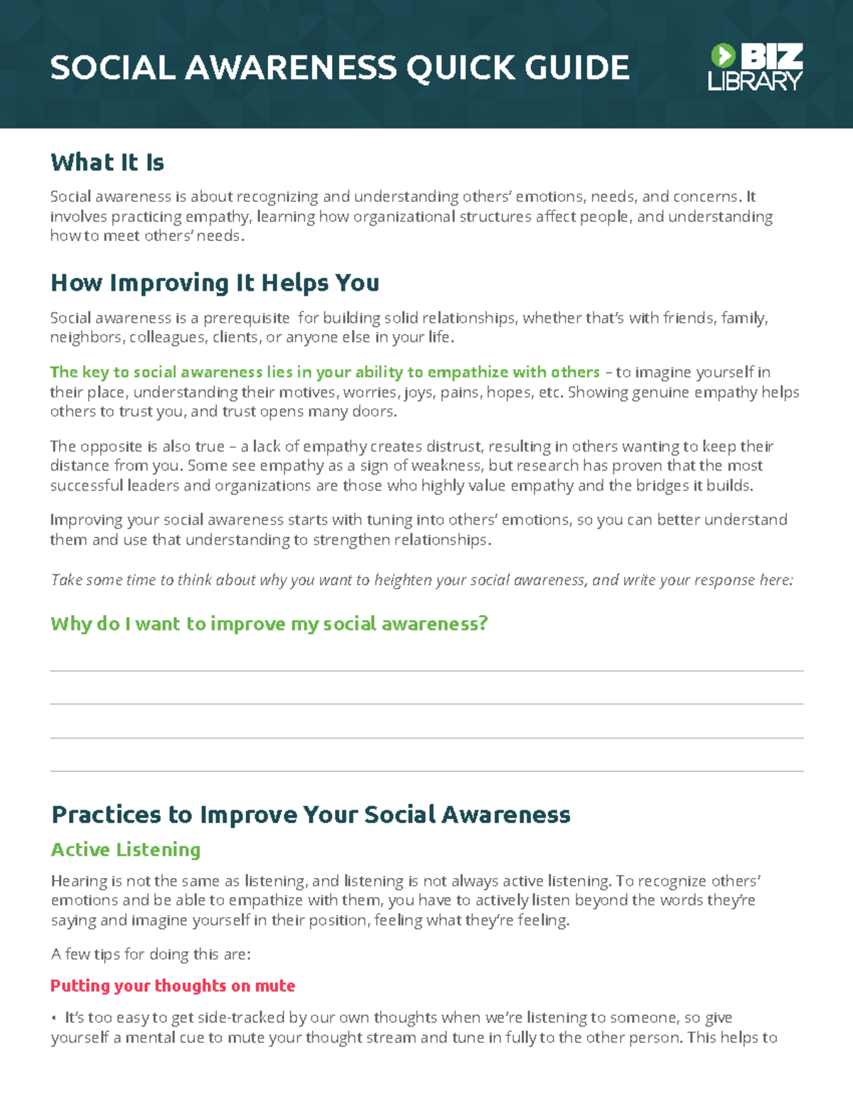 Social Awareness Quick Guide: Enhancing Empathy Skills for ...