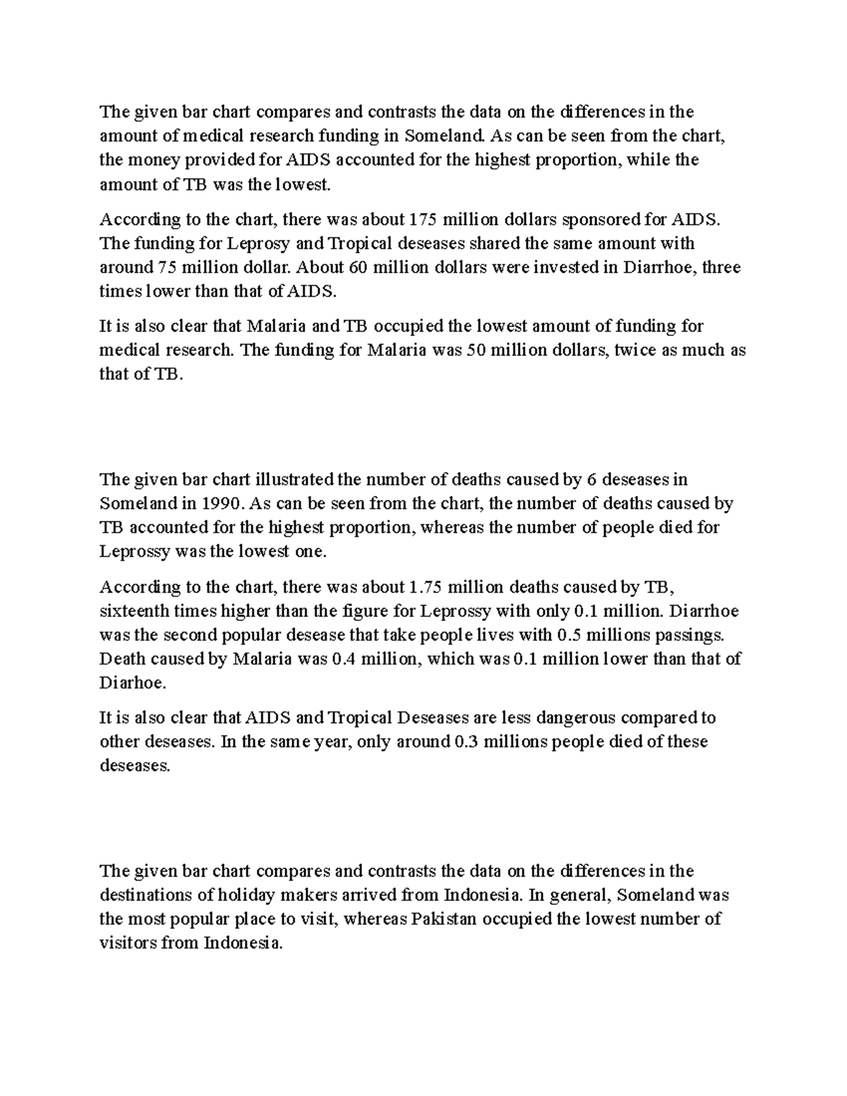 Single BAR Chart - Example of Writing task 1 - The given bar chart ...