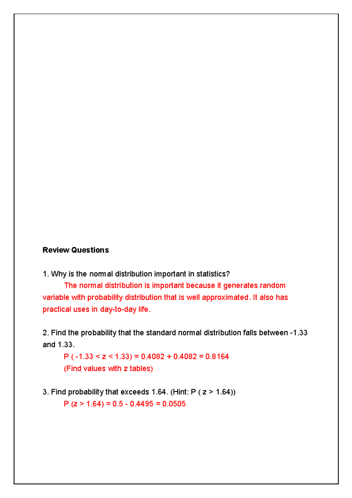 Respond document print (2)(1) 65 - Review Questions Why is the normal ...