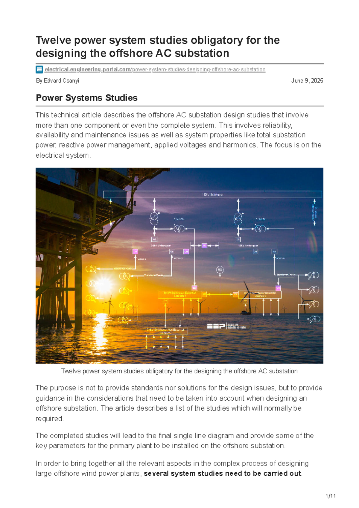 Twelve Essential Power System Studies for Offshore AC Substation Design ...