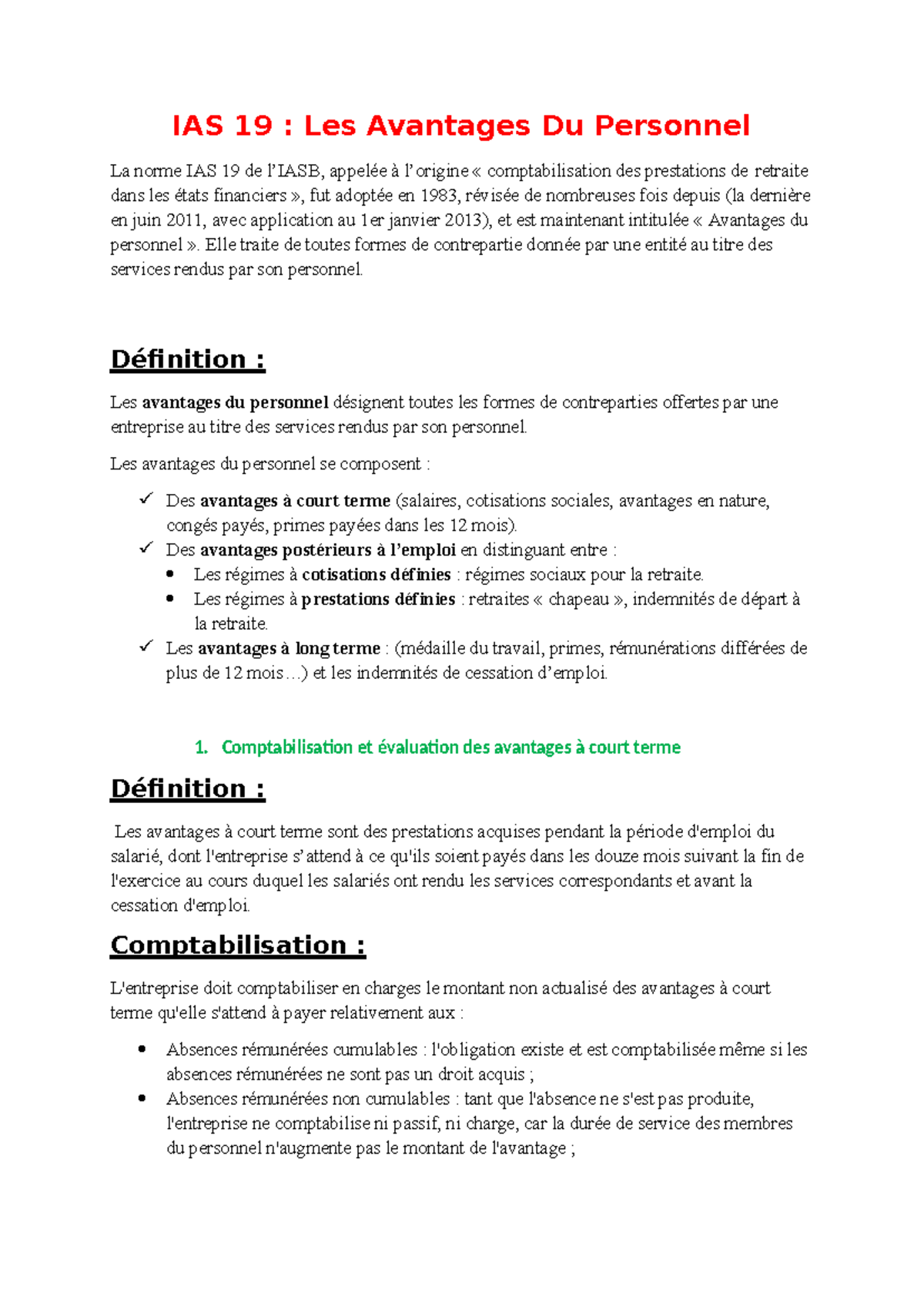 IAS 19 - Avantages Du Personnel: Compréhension Et Comptabilisation ...