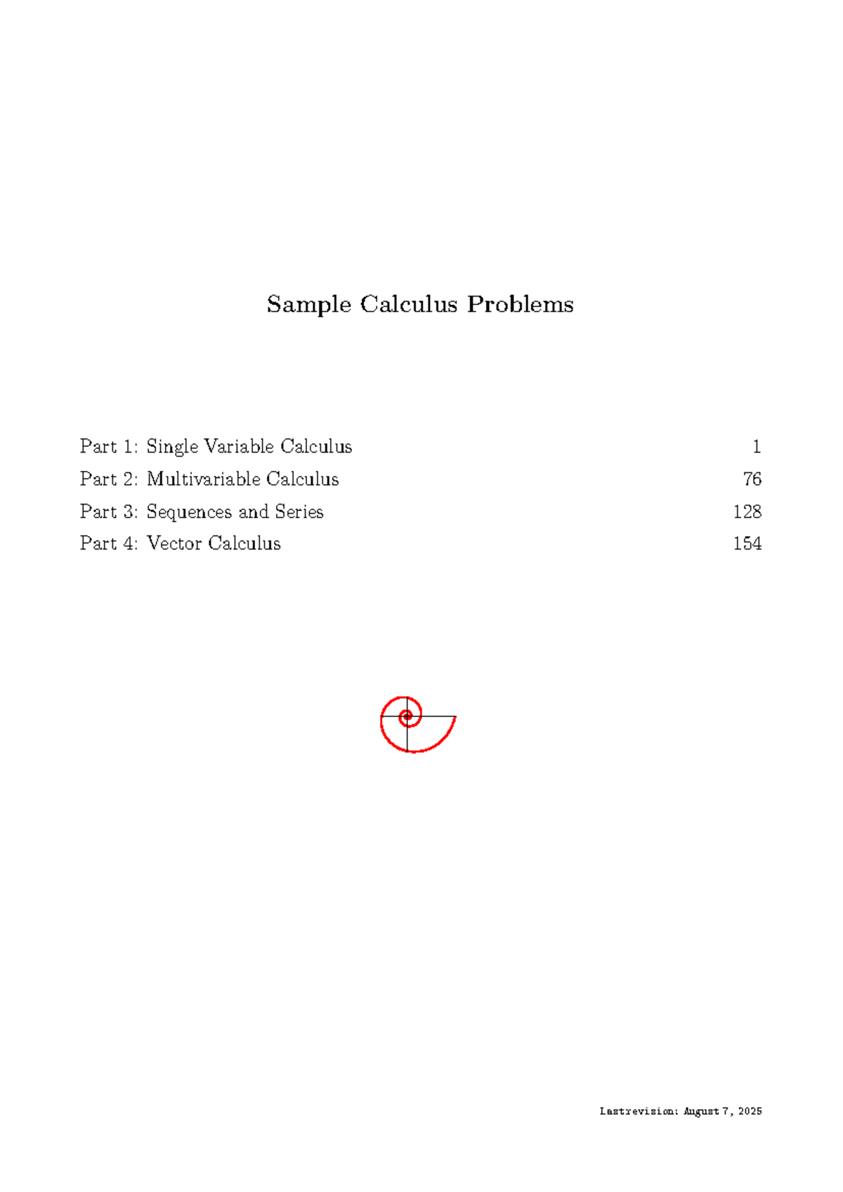 Sample Calculus Problems: Single & Multivariable Calculus - Studocu