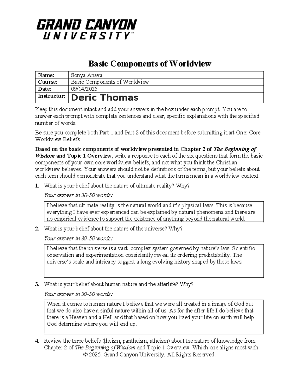 CWV 101: Basic Components of Worldview - Personal Beliefs Analysis ...