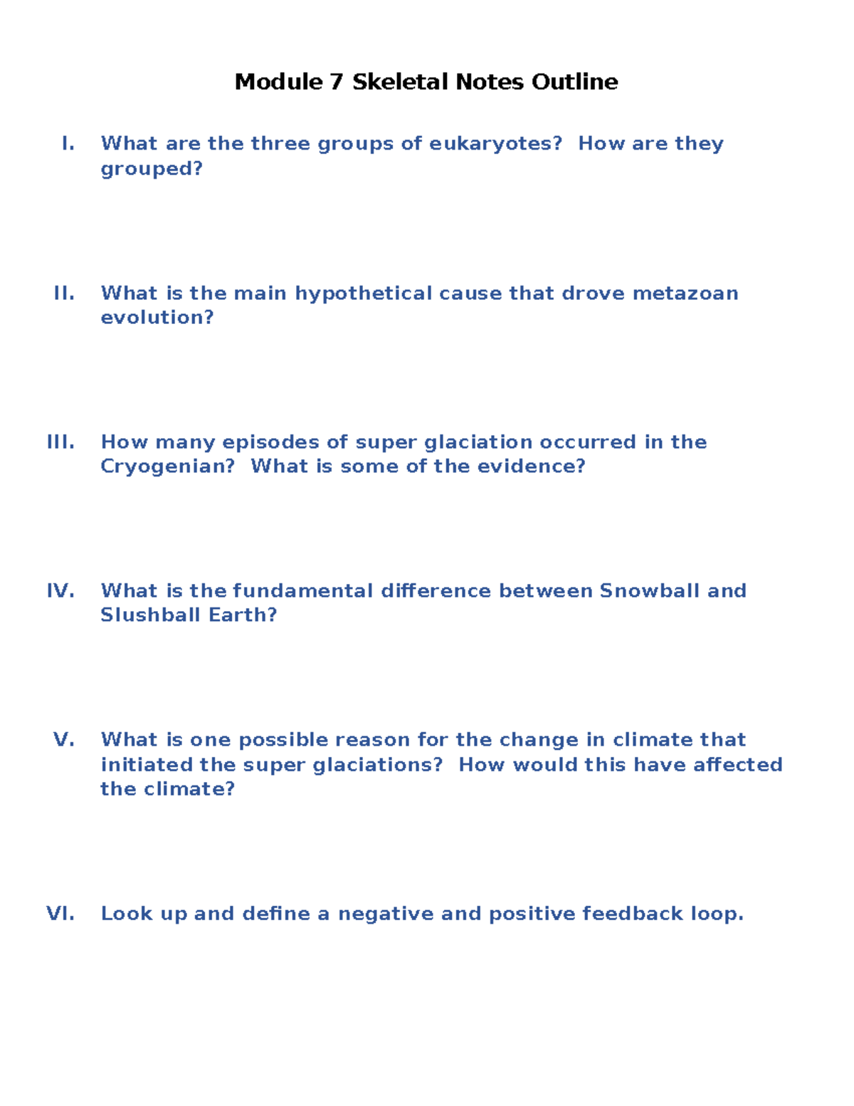 Module 7 Evolutionary Biology Notes Outline: Key Concepts & Questions ...