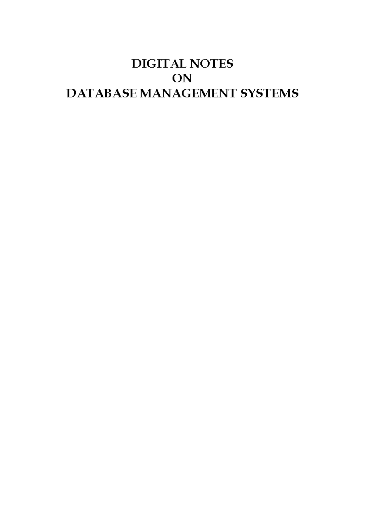 Database Management Systems NOTES ALL UNITS - DIGITAL NOTES ON DATABASE ...