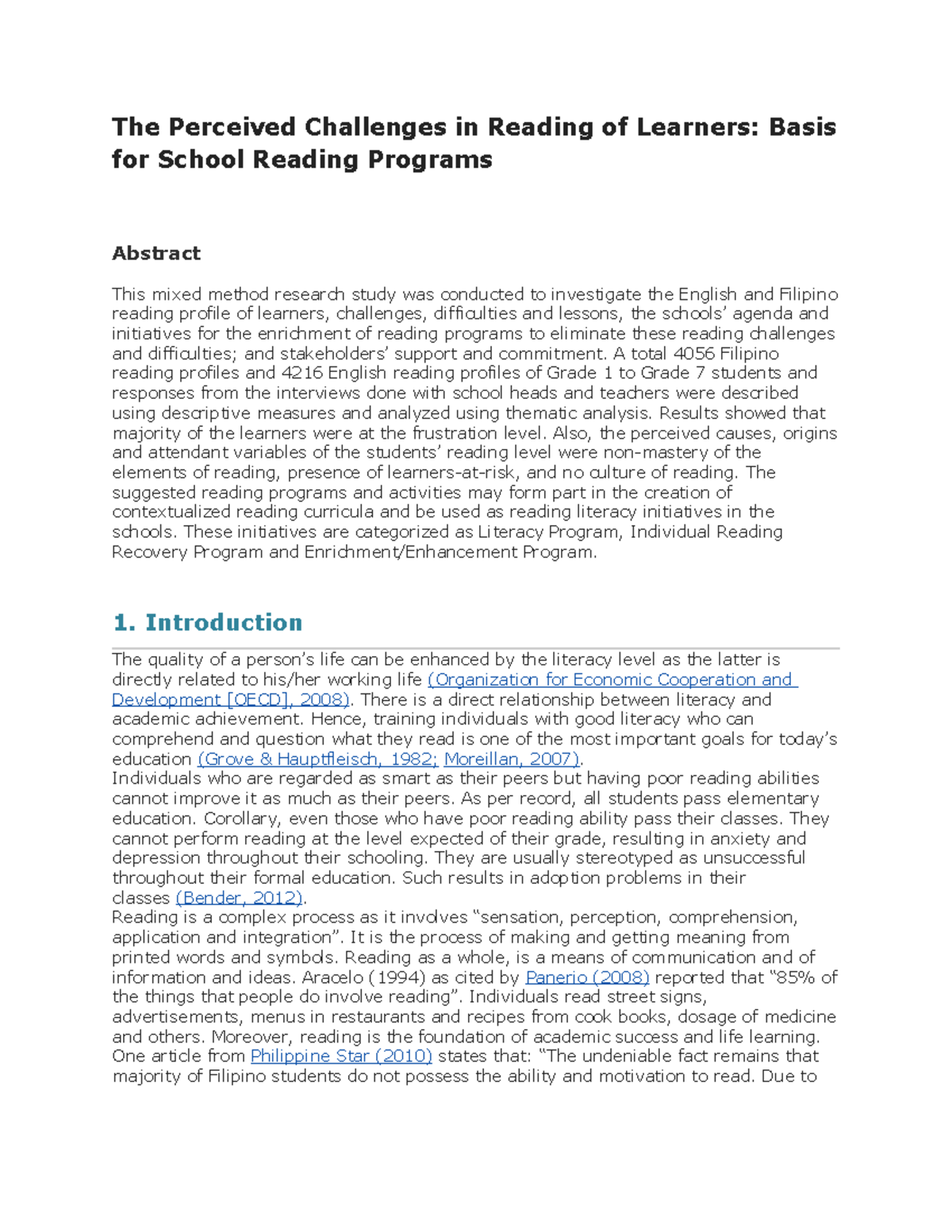 Addressing Reading Challenges in Learners: Insights for Programs - Studocu