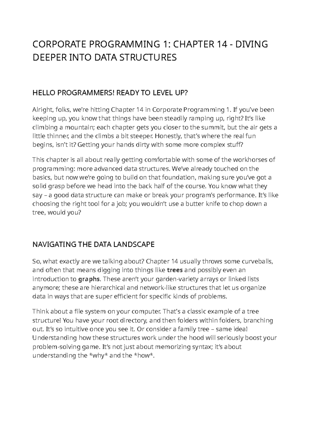 Corporate Programming 1: Chapter 14 Data Structures Review - Studocu