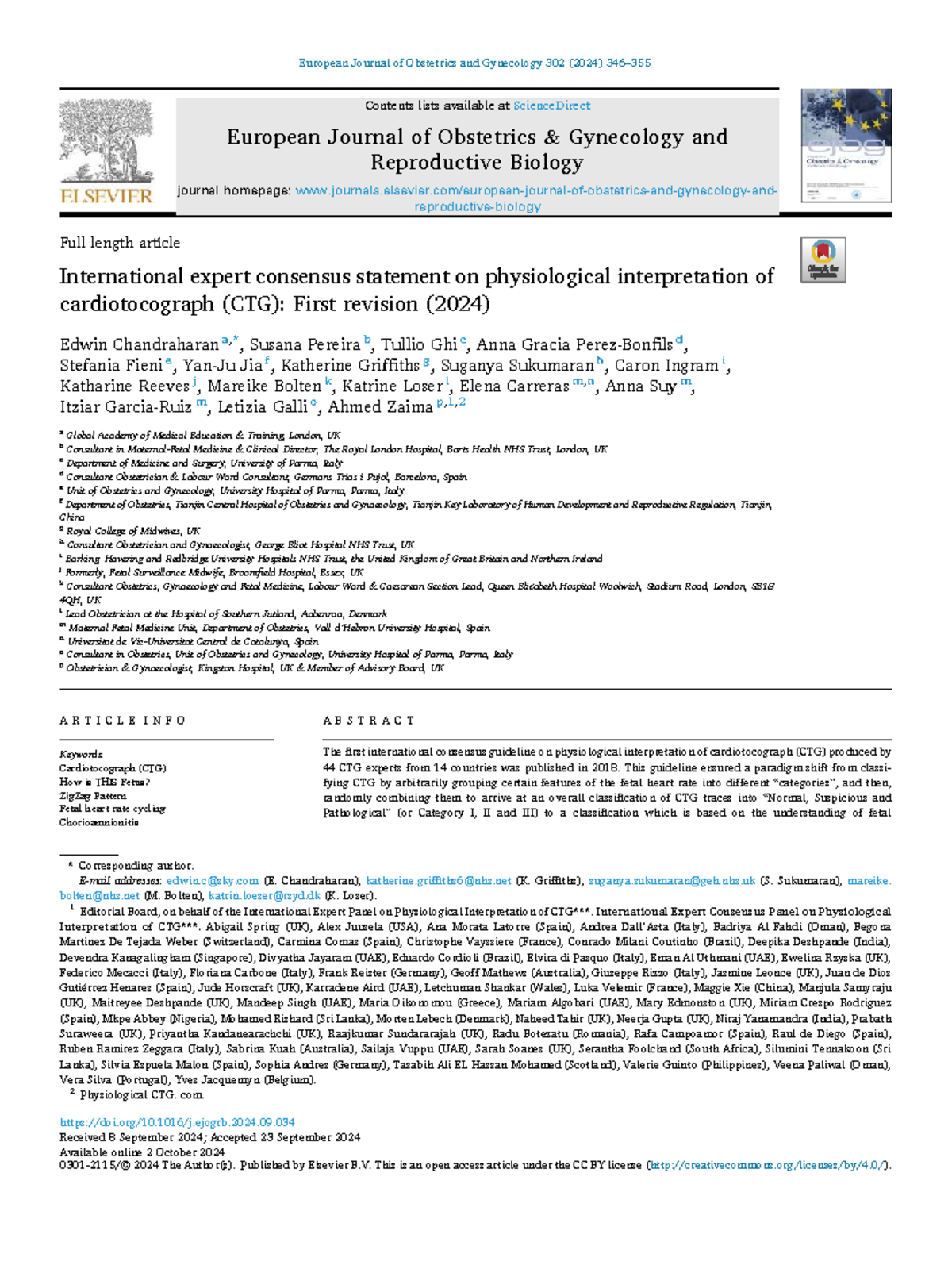 International Expert Consensus on CTG Interpretation: 2024 Revision ...