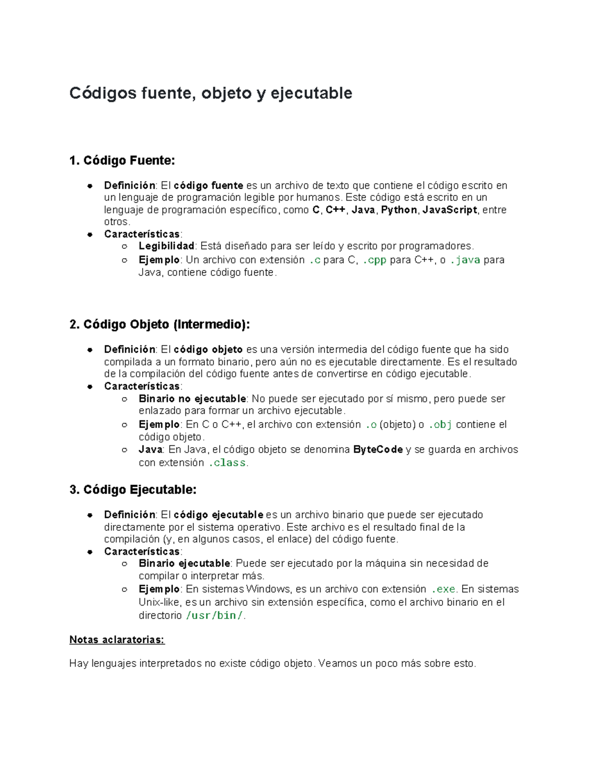 Códigos Fuente, Objeto y Ejecutable: Definiciones y Características ...