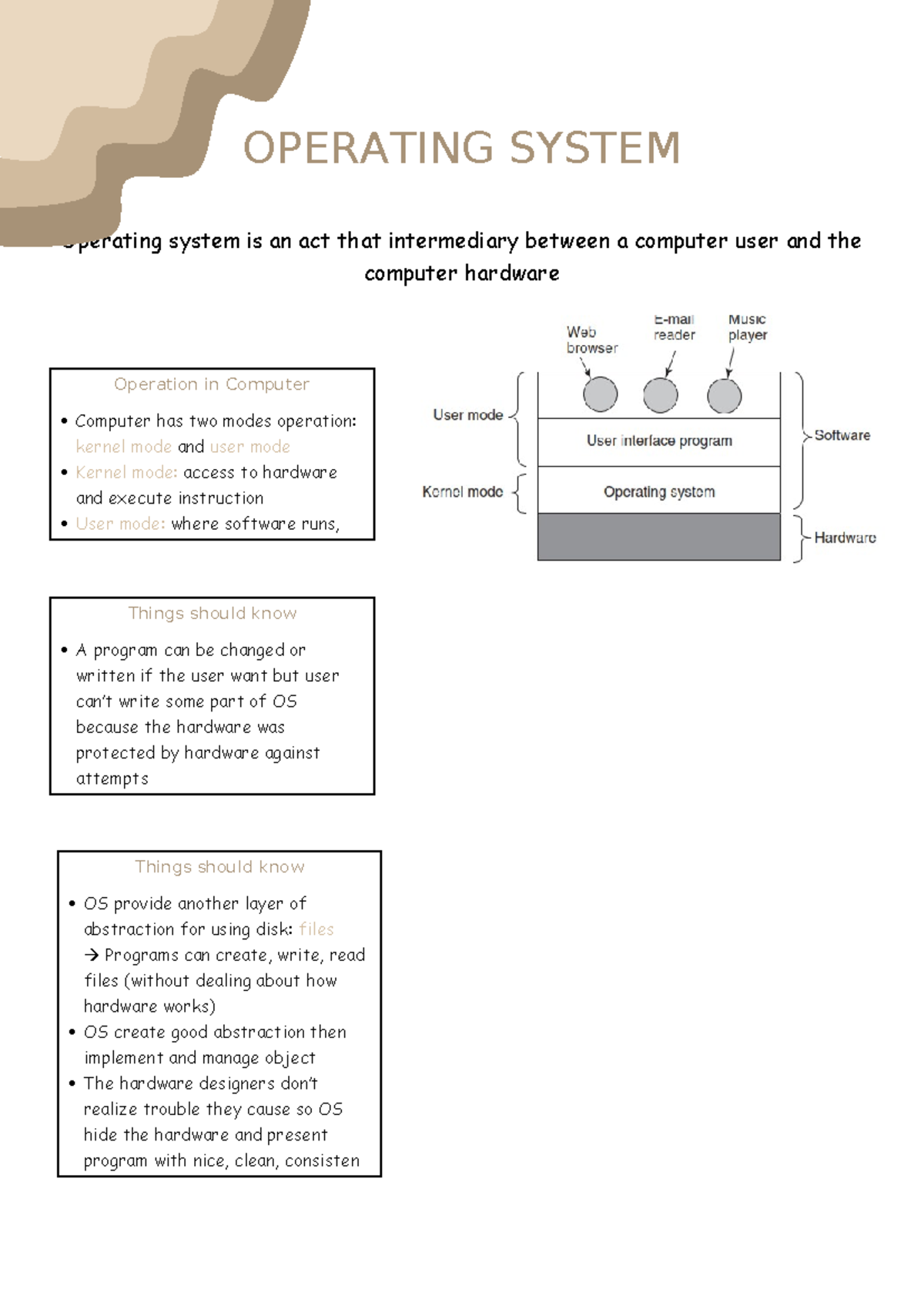 Operating System Core Concepts - Overview of OS Functions and Modes ...