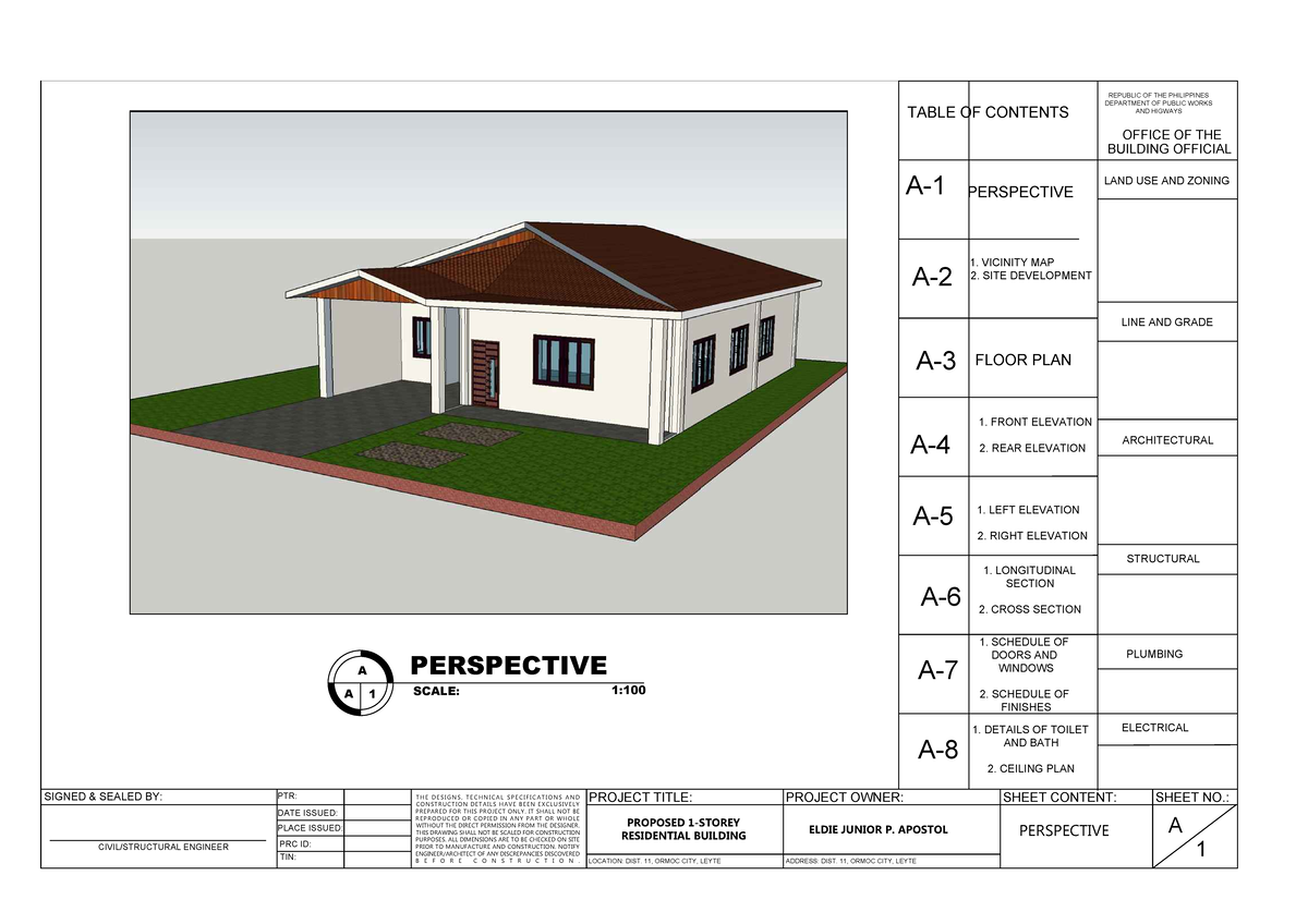 A1E - Residential Building Perspective Architectural Plan - Studocu