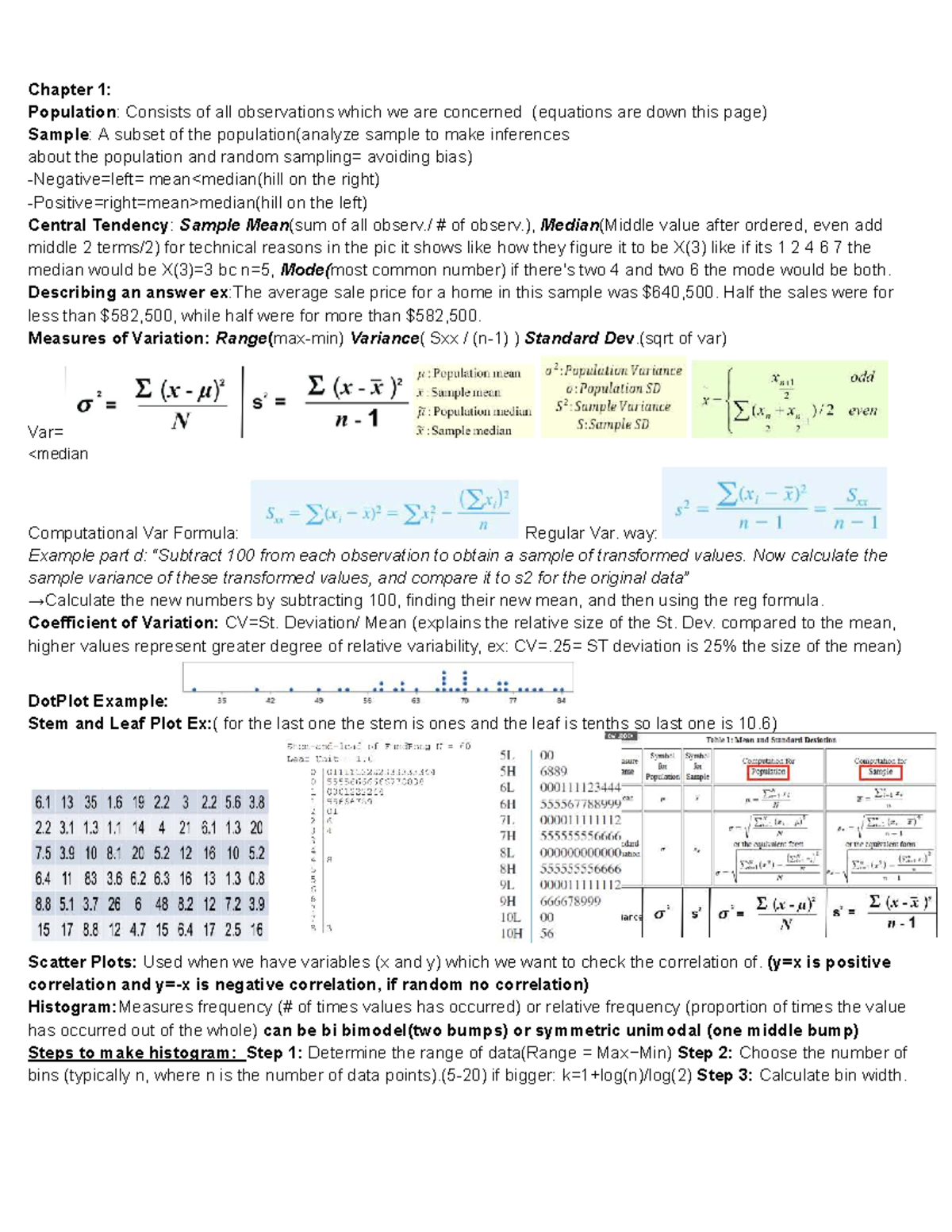 Probabilistic Systems (STAT 101) Final Exam Cheat Sheet - Studocu