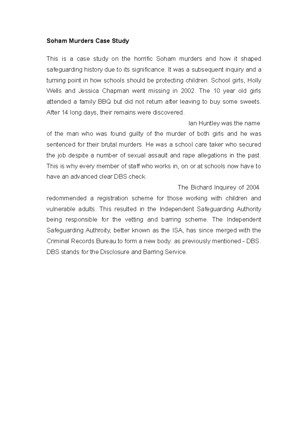 Soham Murders Case Study - It was a subsequent inquiry and a turning ...