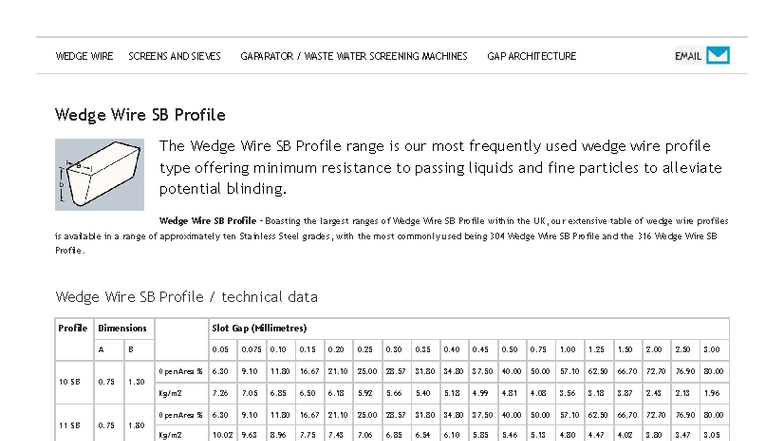 WEDGE WIRE SB PROFILE: Technical Data & Applications Guide - Studocu