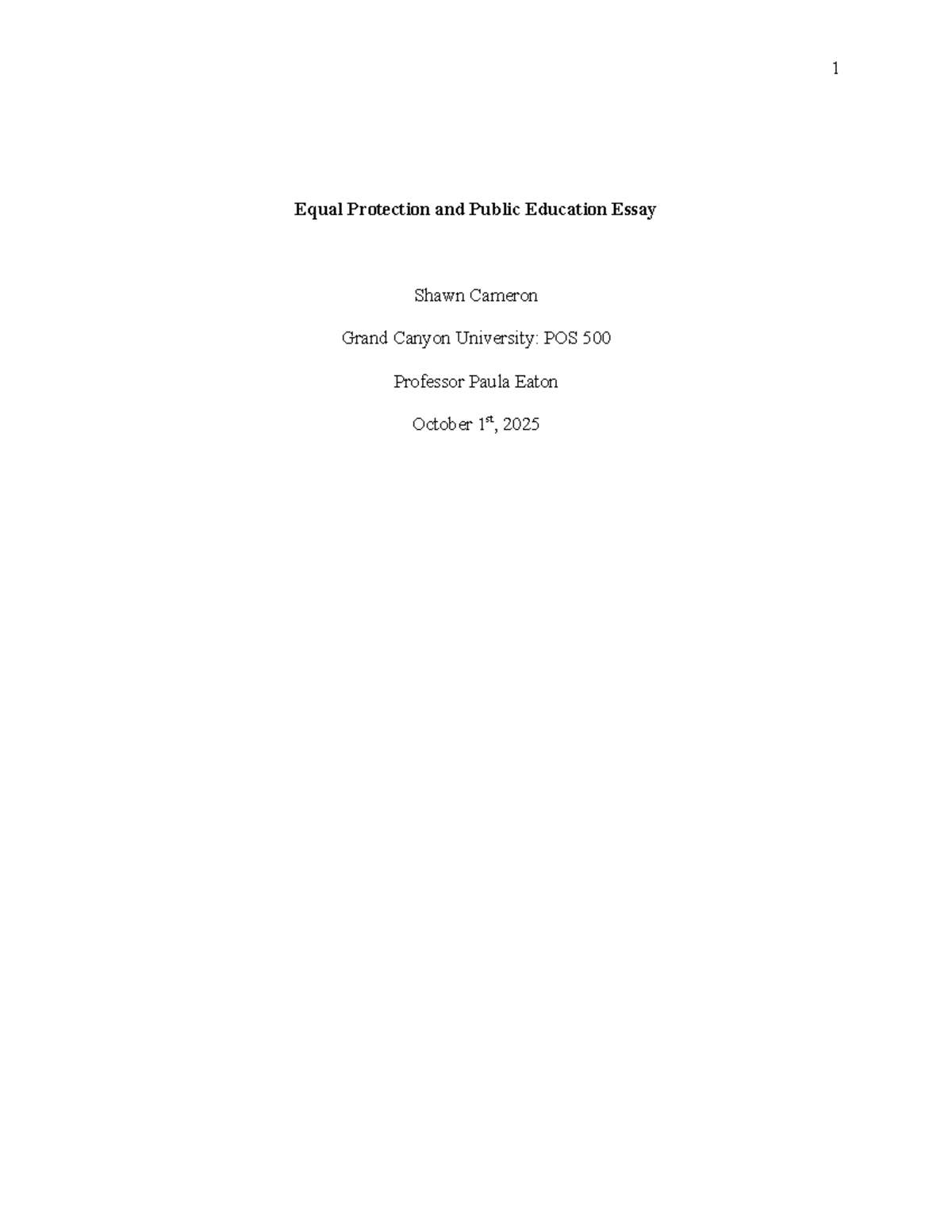 Equal Protection & Public Education Essay - POS 500 - Studocu