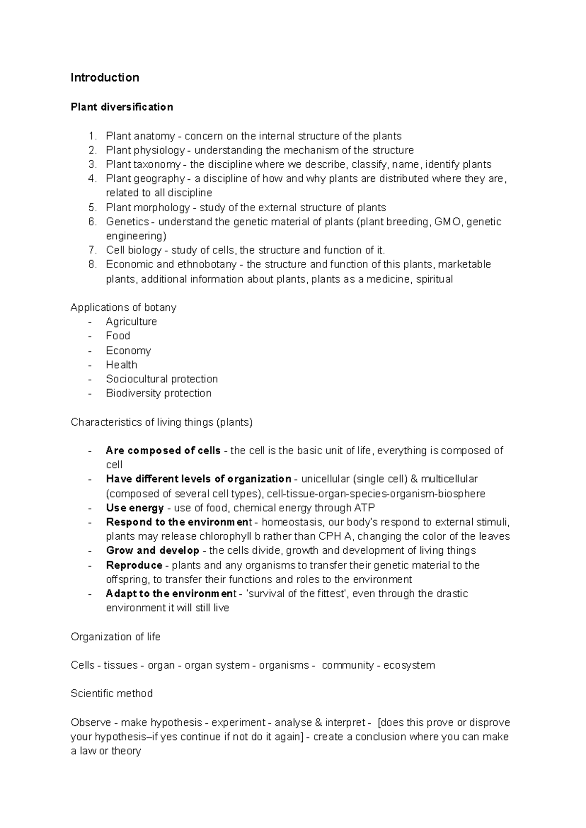 Biology 101: Lecture Notes on Plant Anatomy and Physiology - Studocu