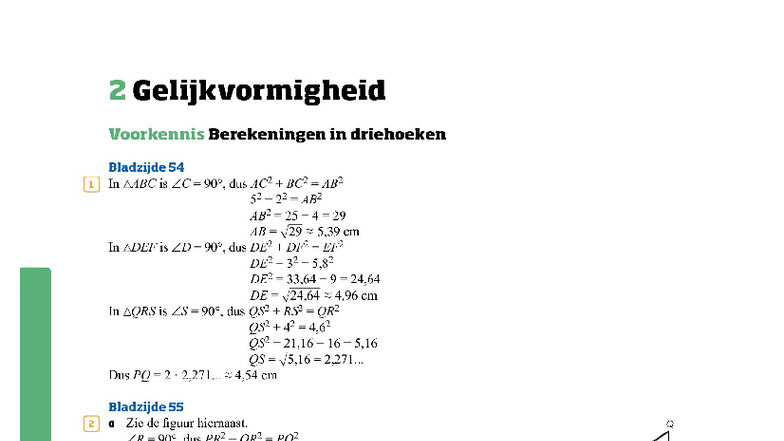 Wiskunde H2 3VWO - Gelijkvormigheid Uitwerkingen en Berekeningen ...