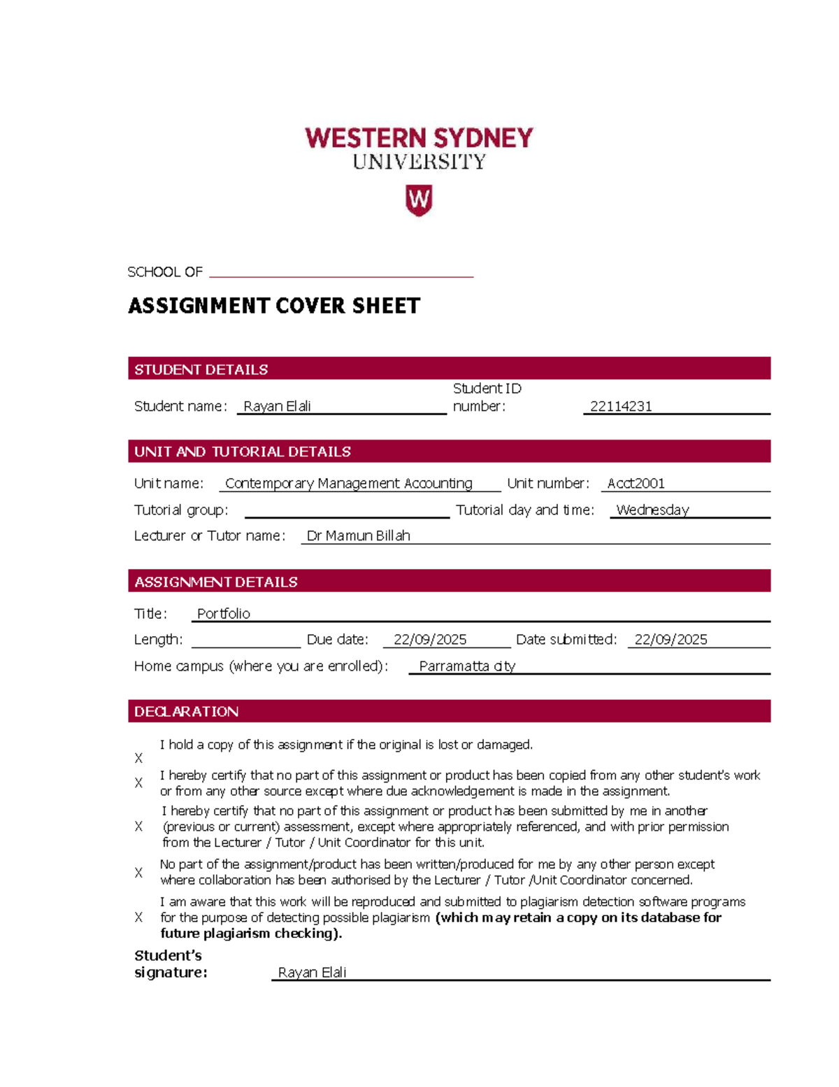 Acct2001 Assignment Cover Sheet & Customer Profitability Analysis - Studocu