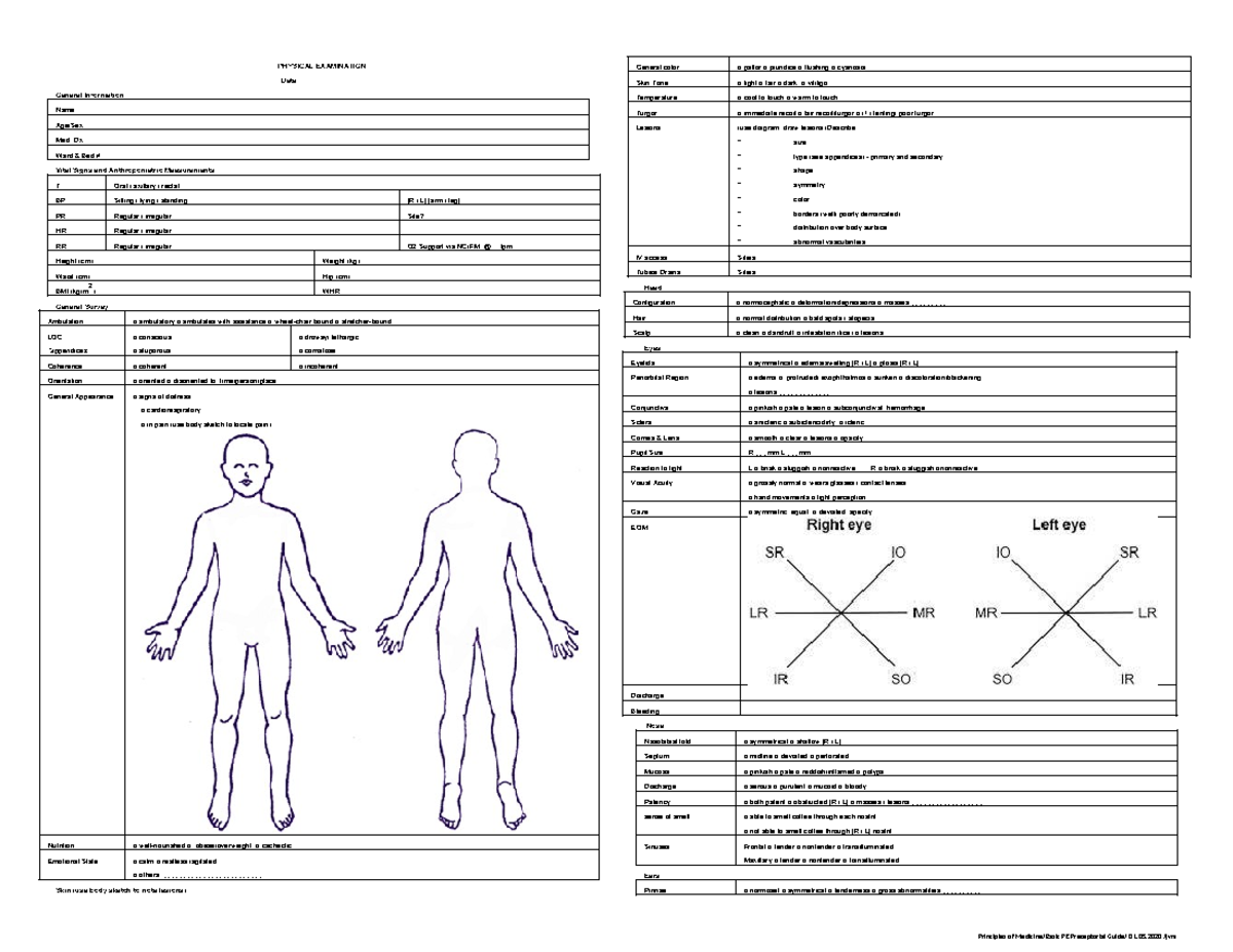 Basic Physical Examination Form - POM Dent V2 - Studocu