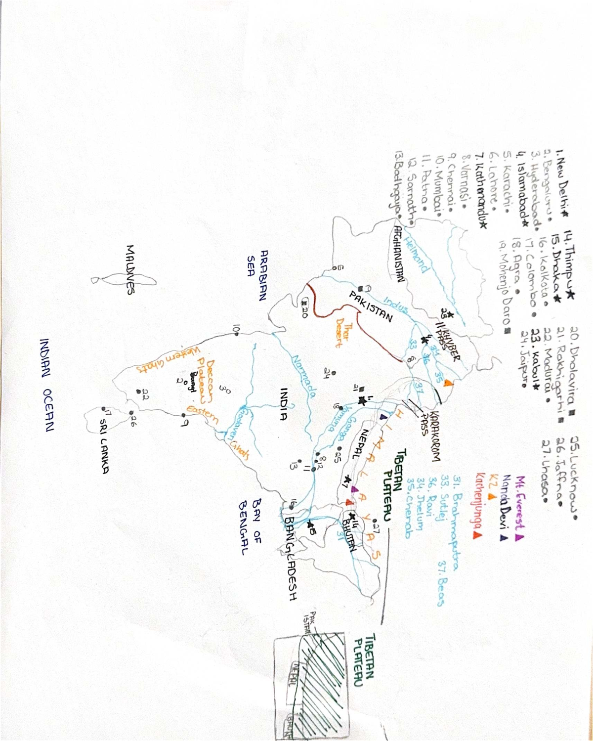 Map Assignment: Major Cities and Landforms in South Asia - Studocu