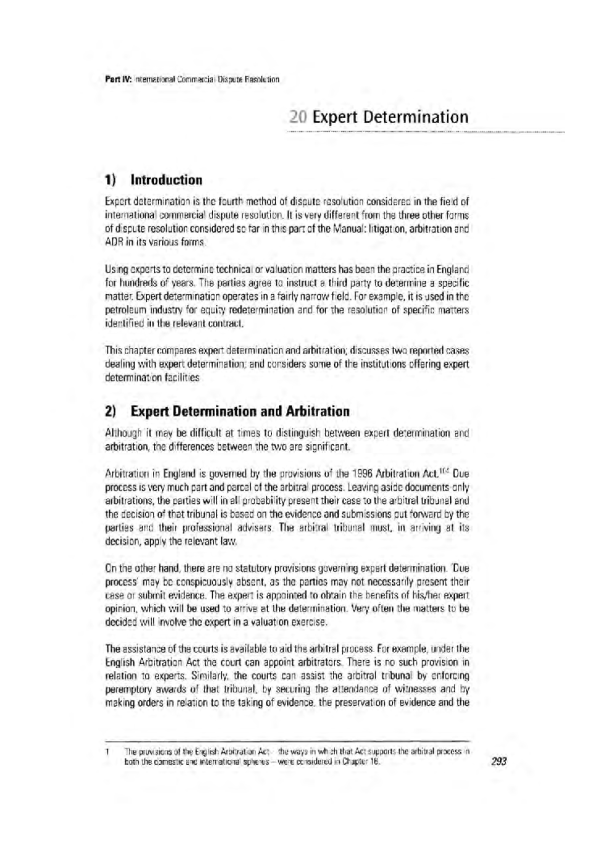 International Commercial Dispute Resolution: Expert Determination ...