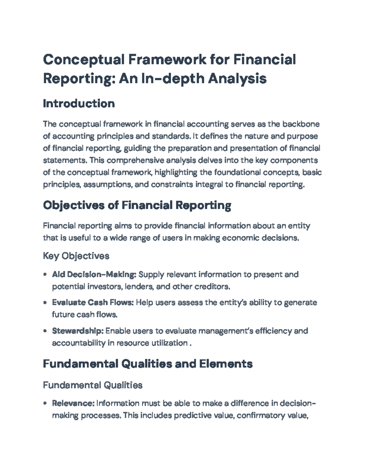 Conceptual Framework for Financial Reporting: Key Components and ...