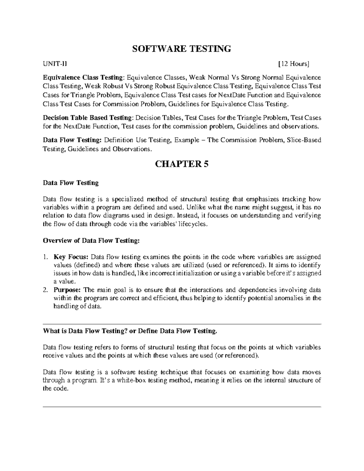 SOFTWARE TESTING: Chapter 5 - Data Flow Testing Techniques and ...