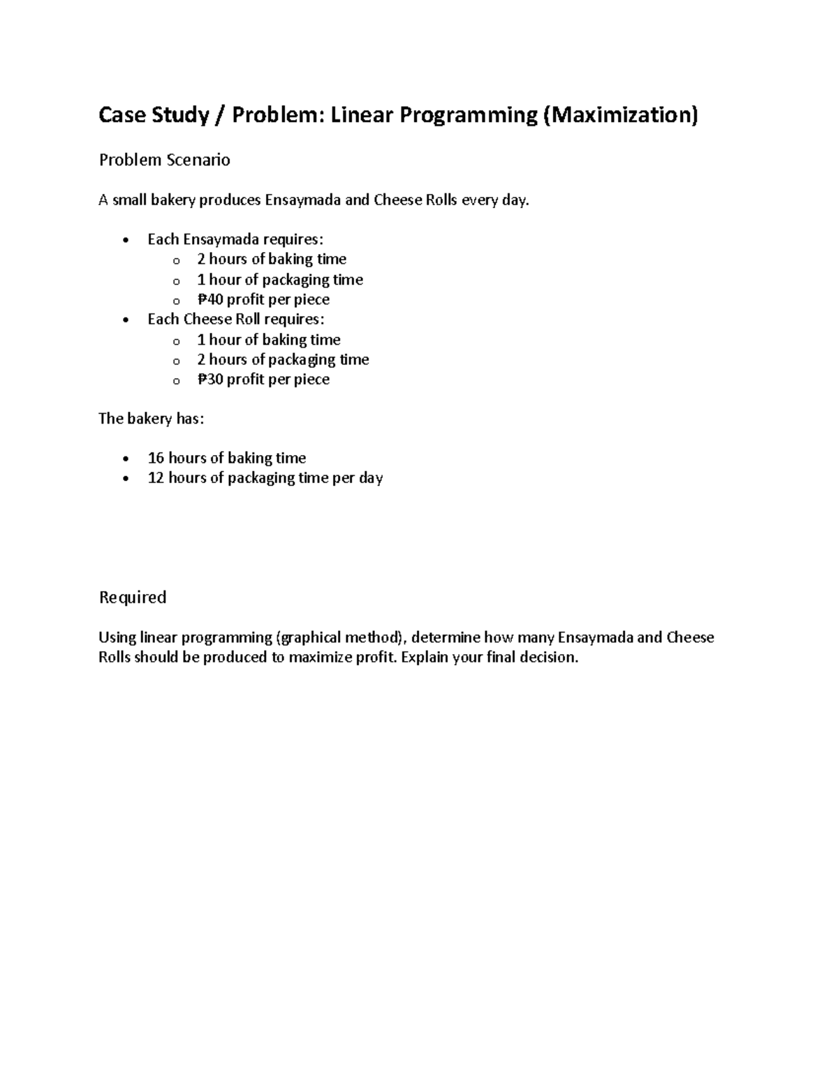 Activity-1-MS BSA1 - Subject - Case Study / Problem: Linear Programming ...