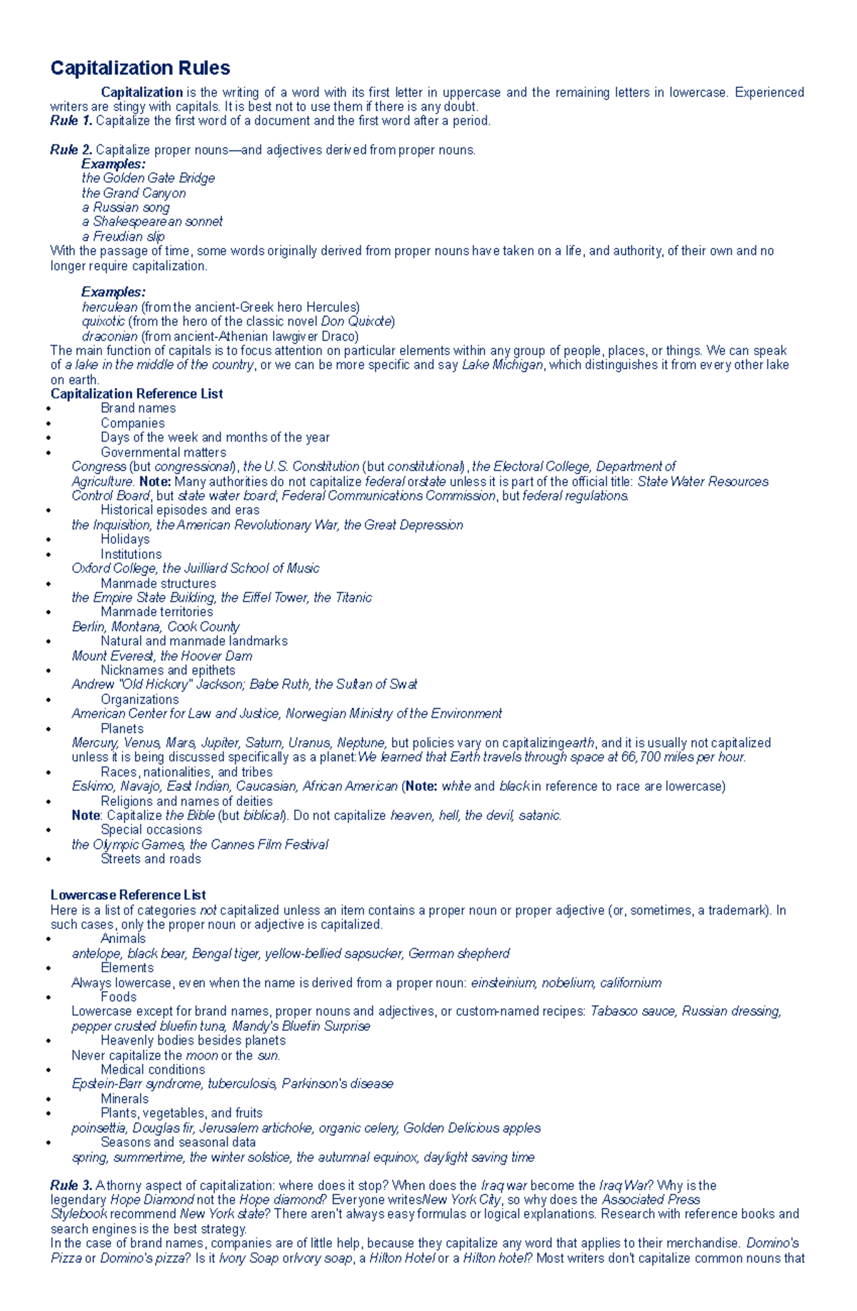 Capitalization and Punctuation Rules: A Comprehensive Guide - Studocu