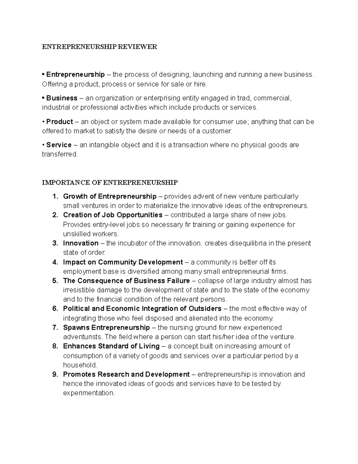 ENTREPRENEURSHIP 101: Comprehensive Reviewer for Business Concepts ...