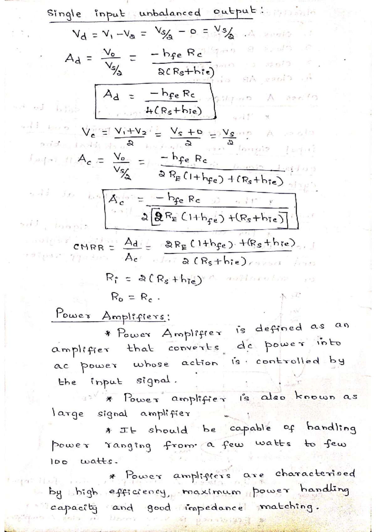 1-Power Amplifier: Classifications and Characteristics - Studocu
