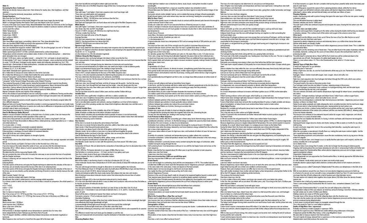 ASTR 101: Stellar Properties and Evolution - Comprehensive Review - Studocu