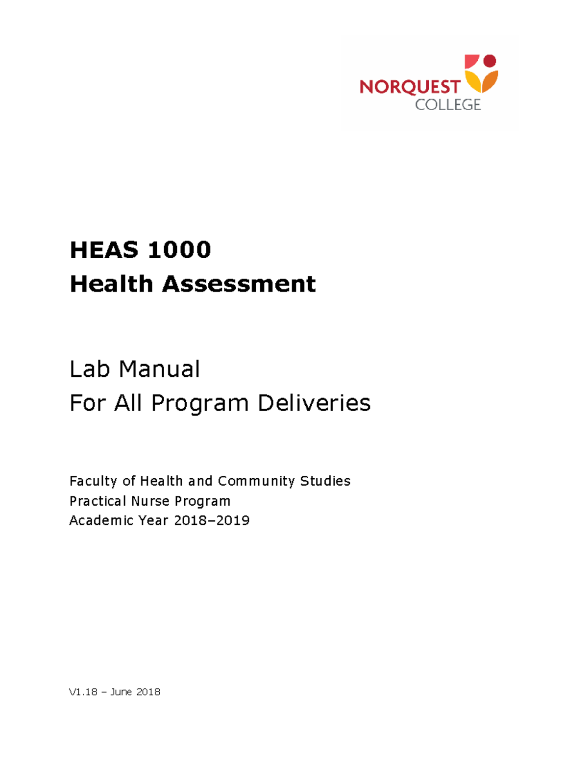 HEAS1000 Health Assessment Lab Manual for Practical Nurse Program - Studocu